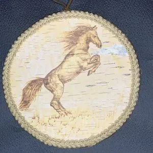 Handmade | Wall Decor | Handmade Birch Bark Pyrography Running Horse ...